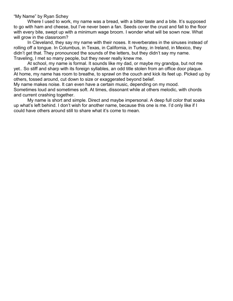 What My Name Means Poem