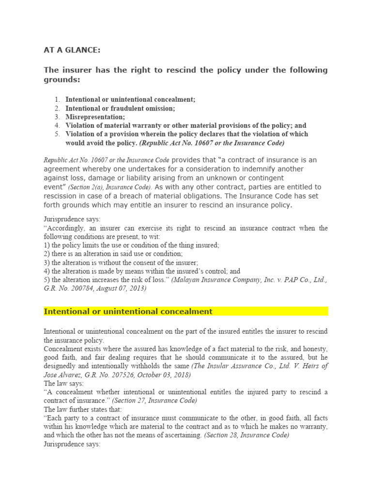 What Does Rescinded Mean In Insurance