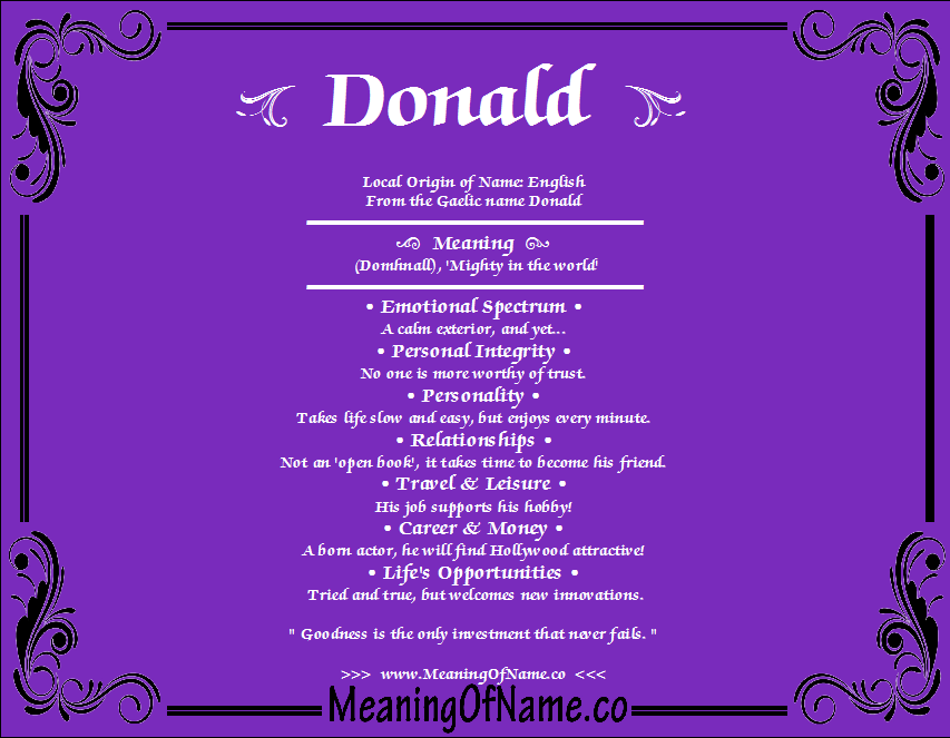 What Does The Name Donald Mean Spiritually
