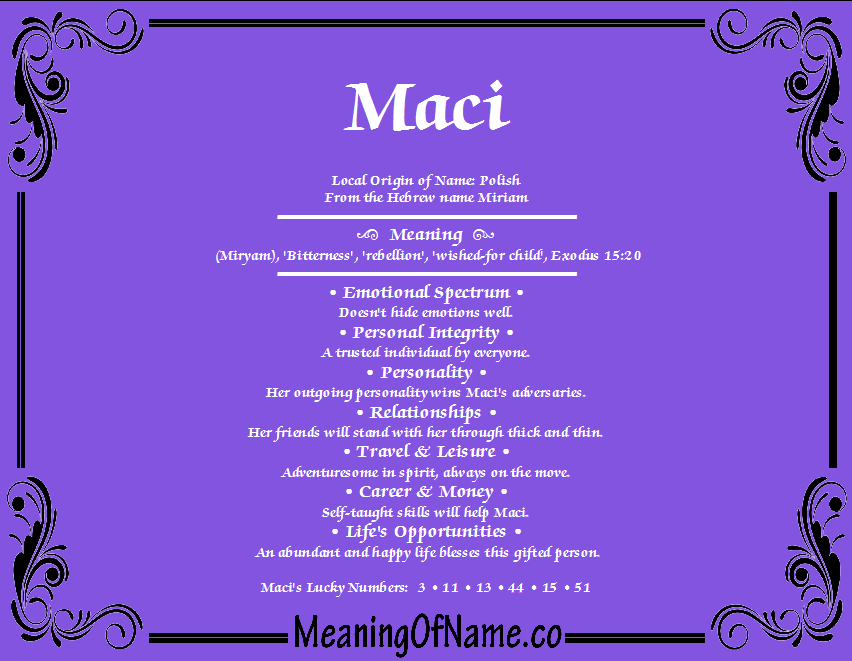 What Does The Name Maci Mean