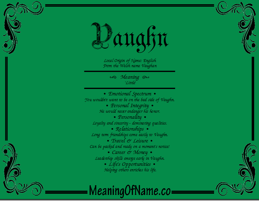 What Does The Name Vaughn Mean