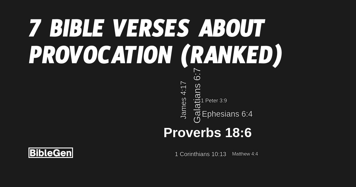 What Does Provocation Mean In The Bible